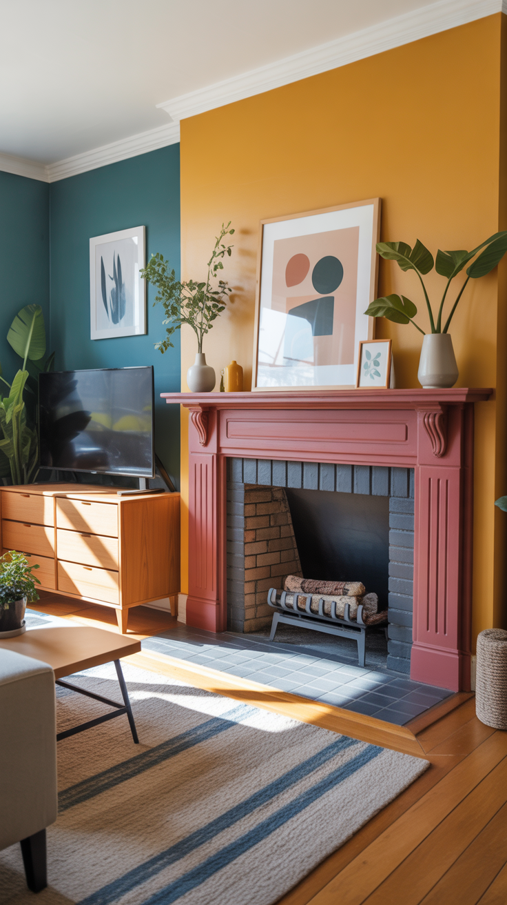 22+ Colorful Living Room Feature Walls That Instantly Uplift Your Space ...