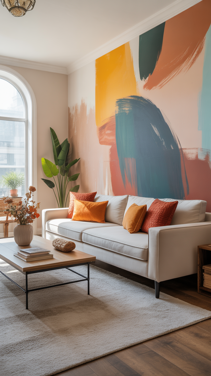 22+ Colorful Living Room Feature Walls That Instantly Uplift Your Space ...