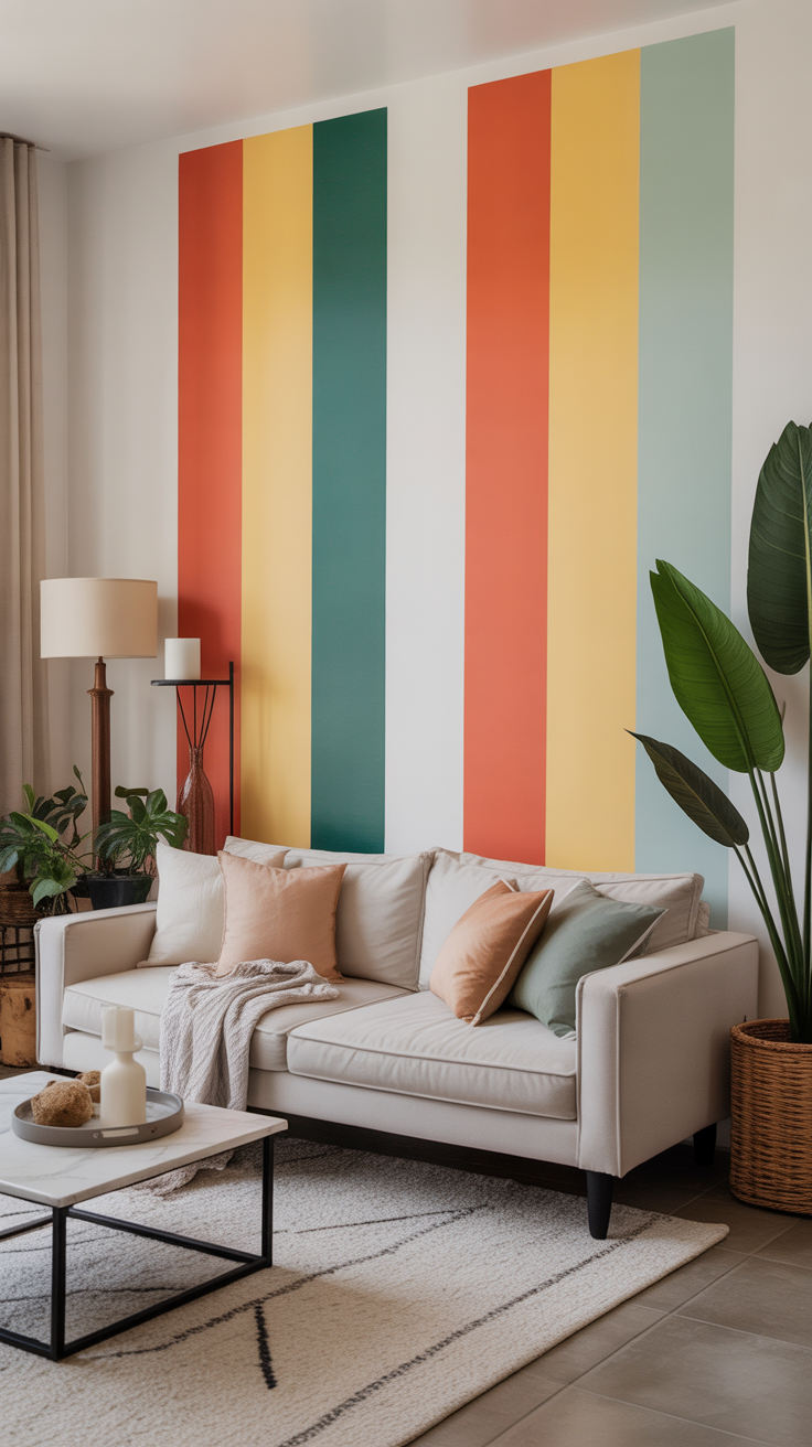 22+ Colorful Living Room Feature Walls That Instantly Uplift Your Space ...